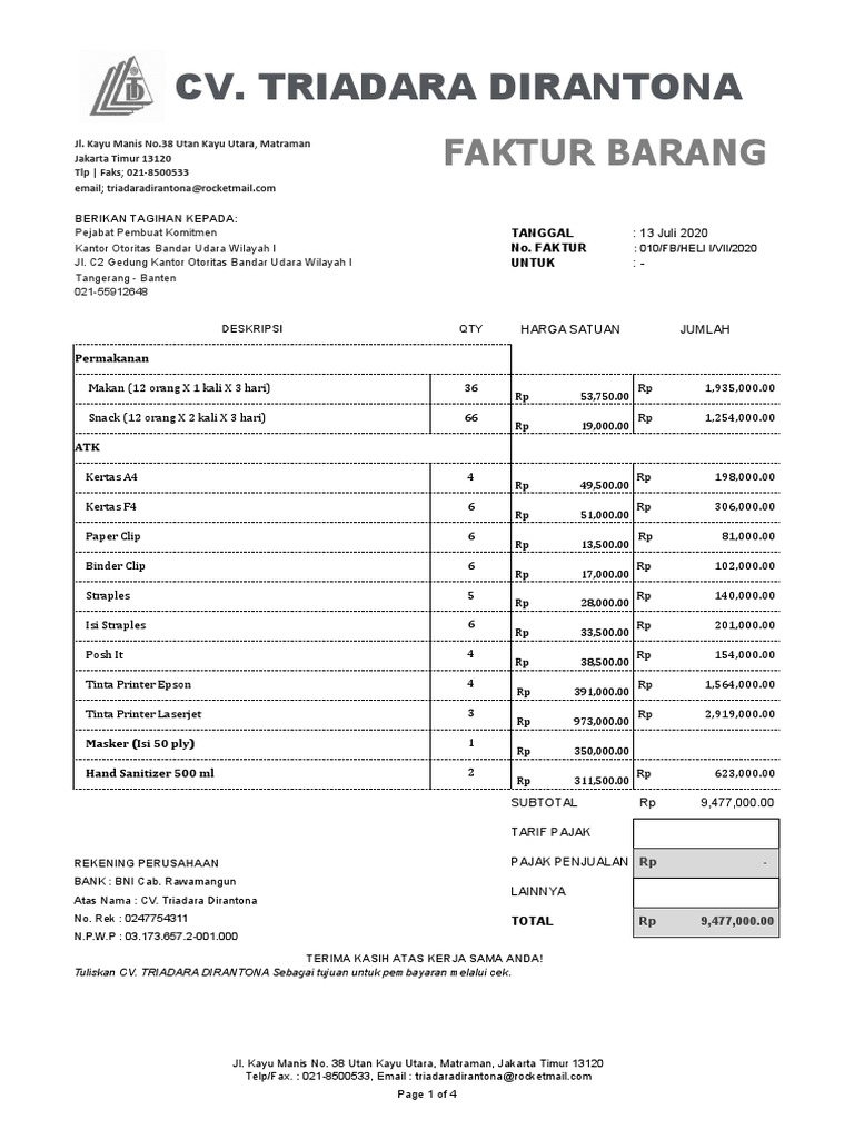 Format Faktur N Invoice | PDF