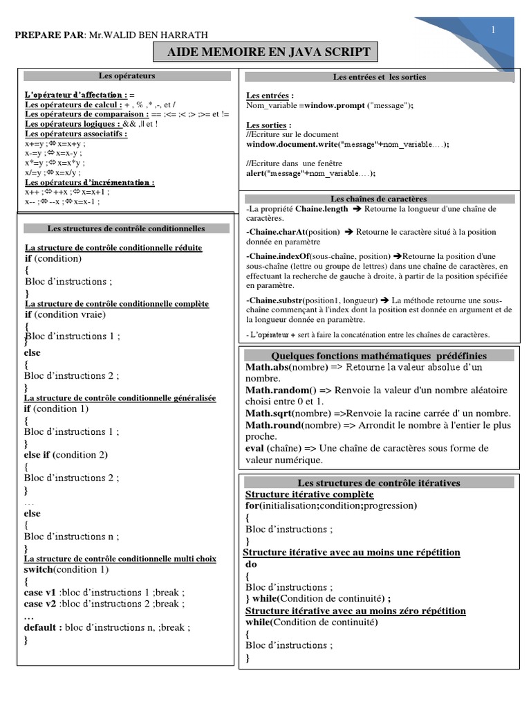 Résumé-JAVA SCRIPT | PDF | Structure de contrôle | Informatique