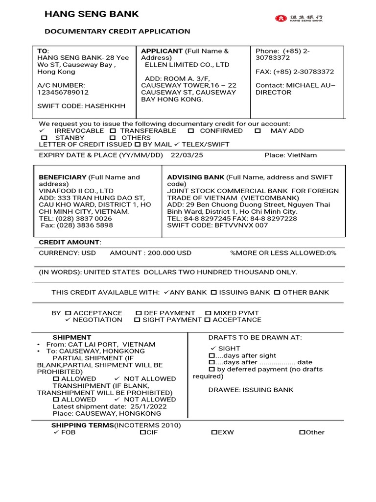 Documentary Credit Application | PDF | Banks | Guarantee