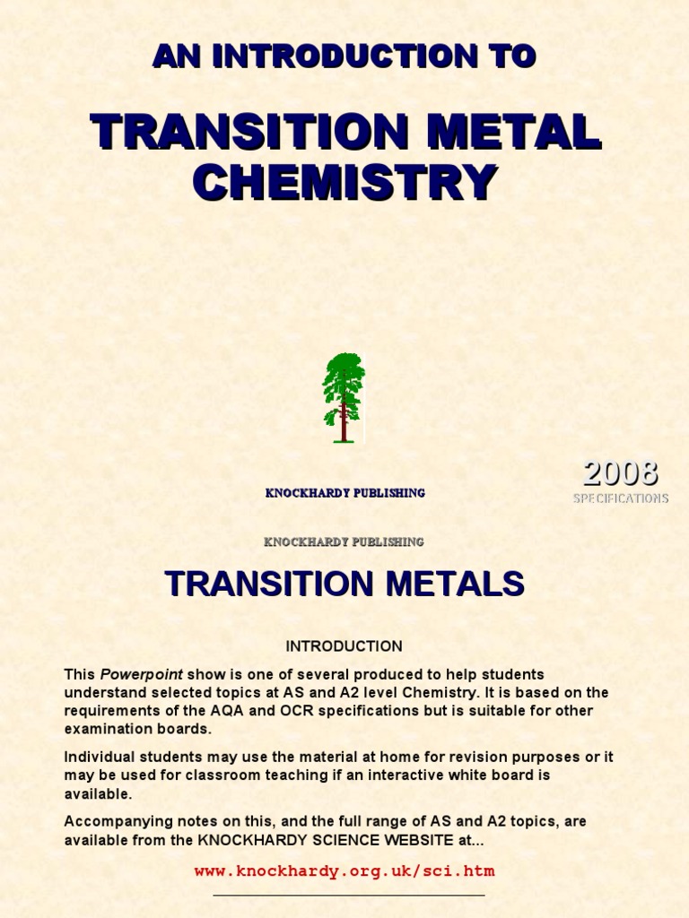 Transition Metal | PDF | Transition Metals | Electron Configuration