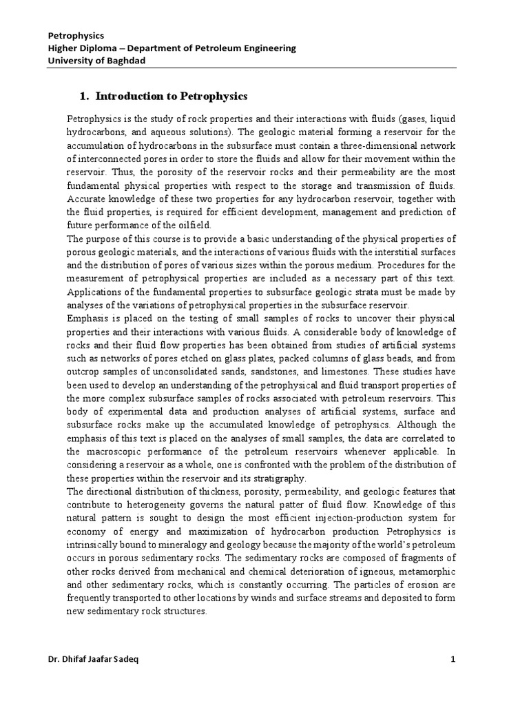 Introduction To Petrophysics - Part 1 | PDF | Porosity | Petroleum ...
