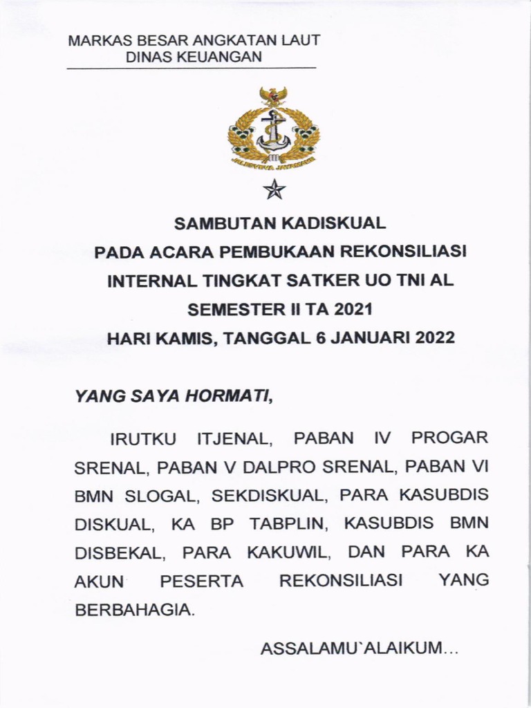 Sambutan Rekon | PDF