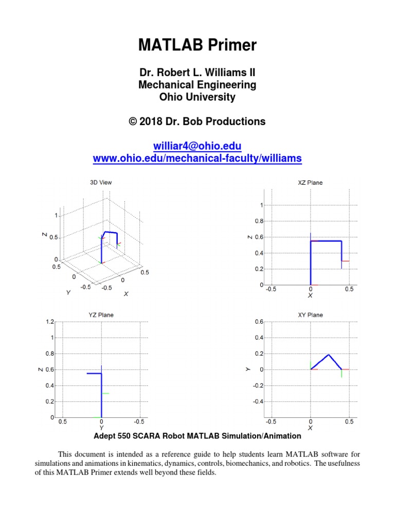 MATLAB Primer: Dr. Robert L. Williams II Mechanical Engineering Ohio ...