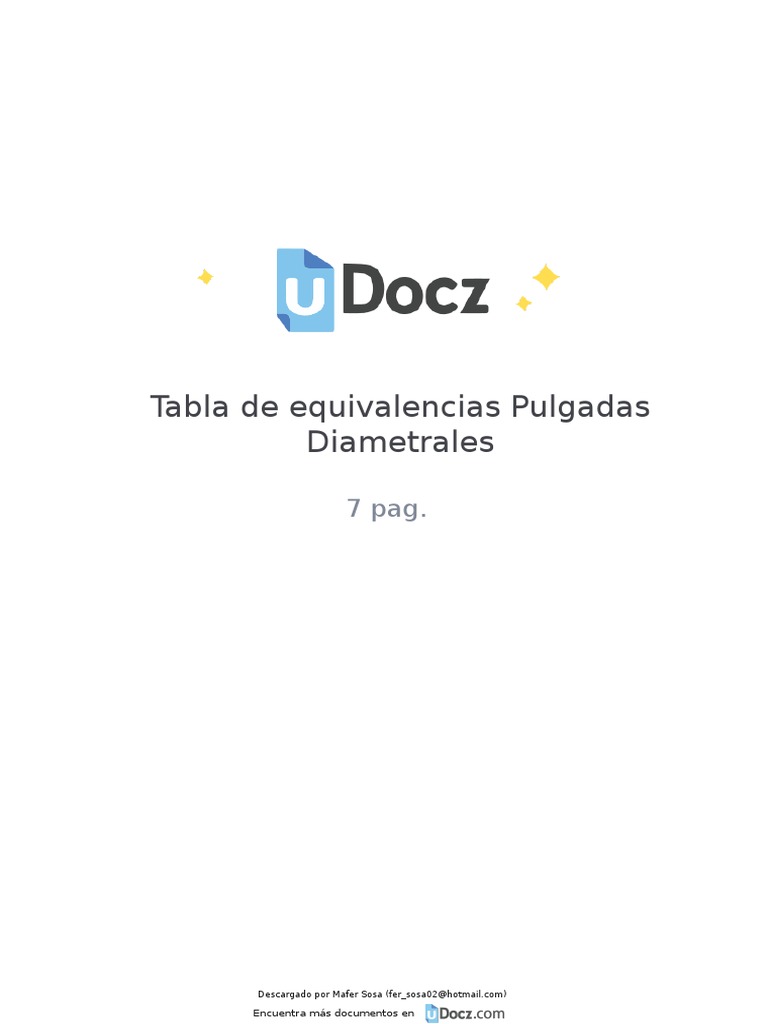 Tabla de Equivalencias Pulgadas Diametrales: Encuentra Más Documentos ...