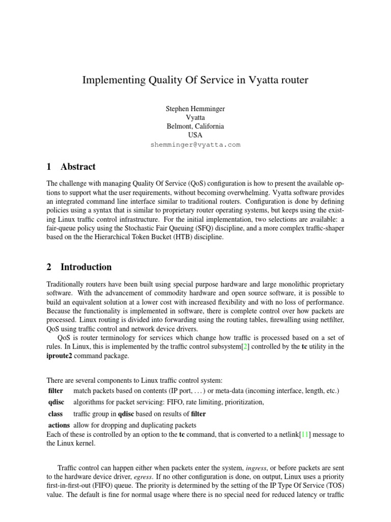 Vyatta-Implementing Quality of Service in Vyatta Router | PDF | Command ...