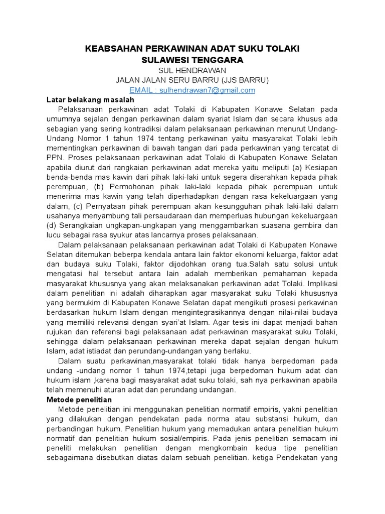 Perkawinan Adat Suku Tolaki dan Kalosara | PDF