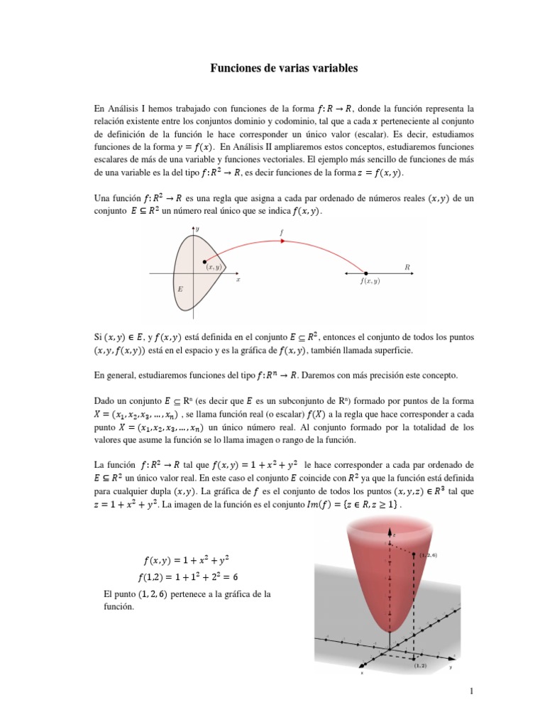 Clase 1. Funciones de Varias Variables | PDF | Función (Matemáticas) | Curva