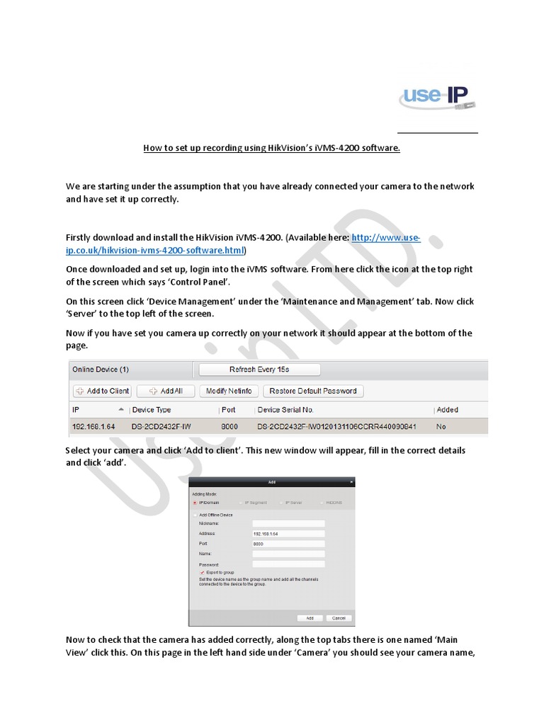 How To Set Up Recording Using HikVision | PDF | Icon (Computing) | Camera
