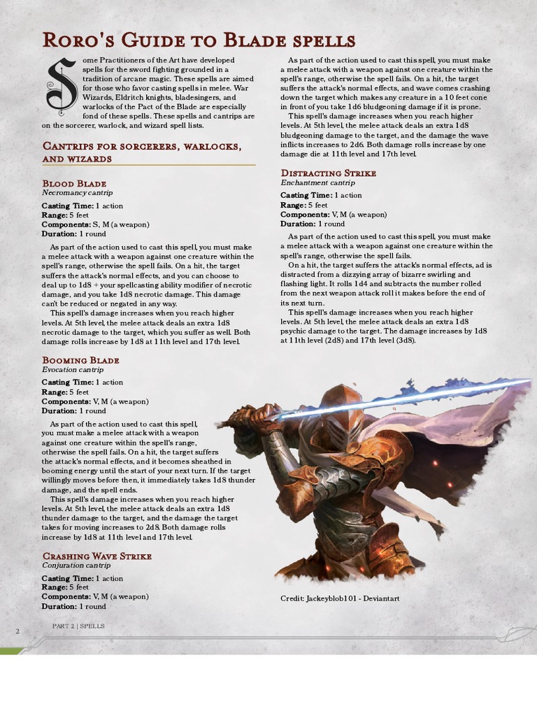 DND Blade Spells | Download Free PDF | Fantasy Role Playing Games | D20 ...