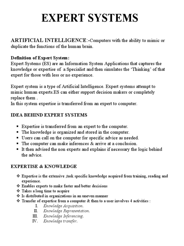Expert Systems: Artificial Intelligence | PDF | Expert | System
