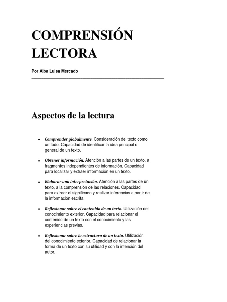 Lectura y Redacción. Comprension - Lectora | PDF | Ritmo | Lingüística