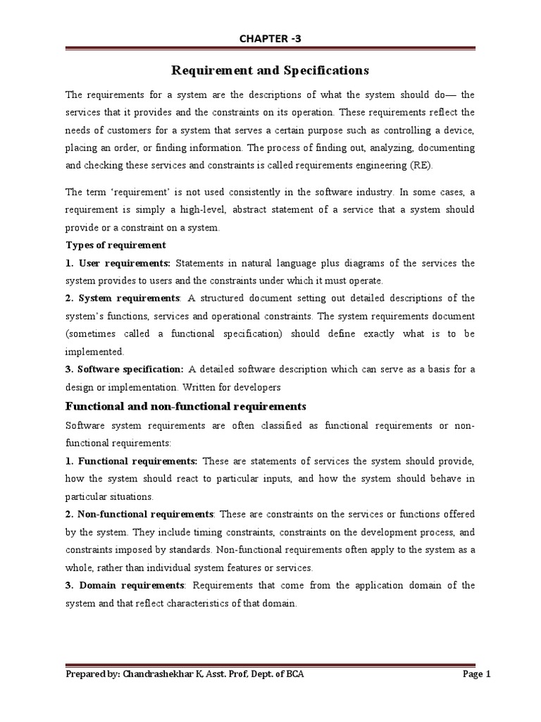 Requirement and Specifications: Chapter - 3 | PDF | Object (Computer ...