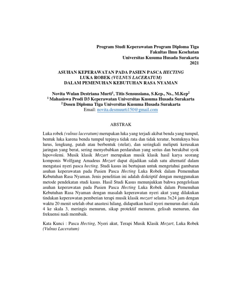 Asuhan Keperawatan Pasien Pasca Hecting Luka | PDF