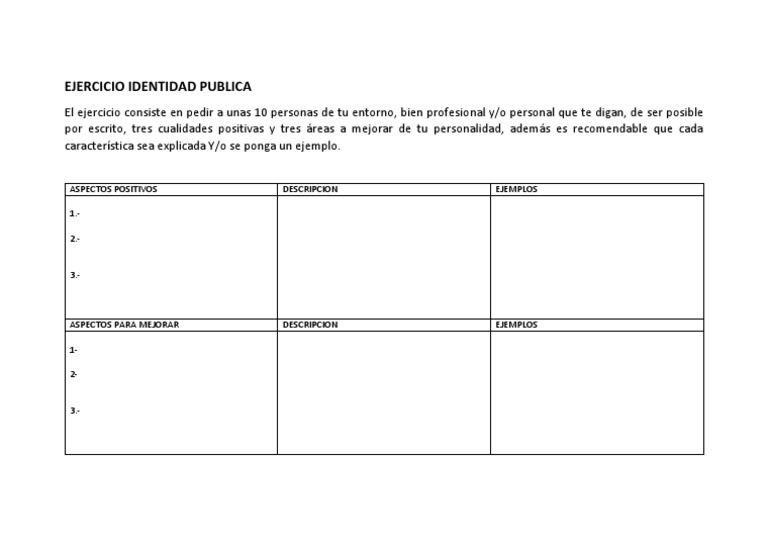 Ejercicio de Identidad Pública | PDF | Crecimiento personal y profesional