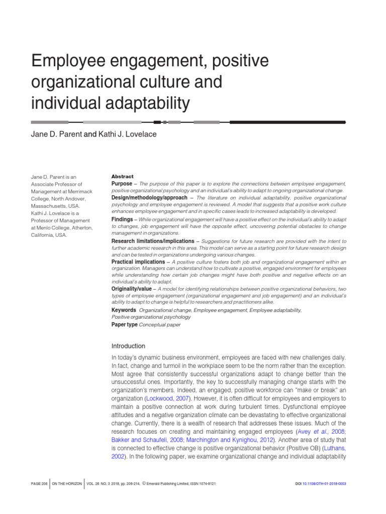 Employee Engagement, Positive Organizational. | PDF | Organizational ...