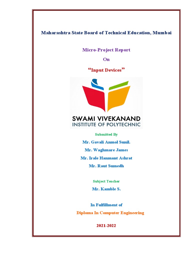 MSBTE Input Devices Project | PDF