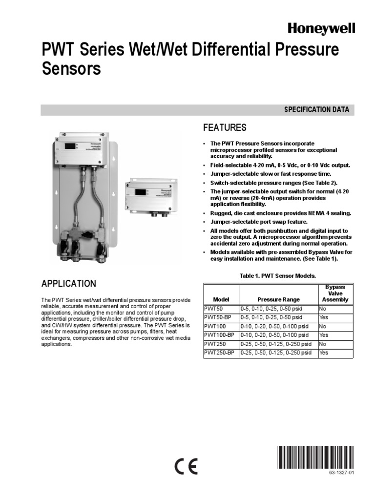 Honeywell Wet - Wet DP PWT100 | PDF | Pressure Measurement | Sensor