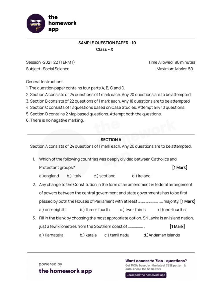 Class 10 Social Science Sample Paper | PDF | Agriculture | Soil