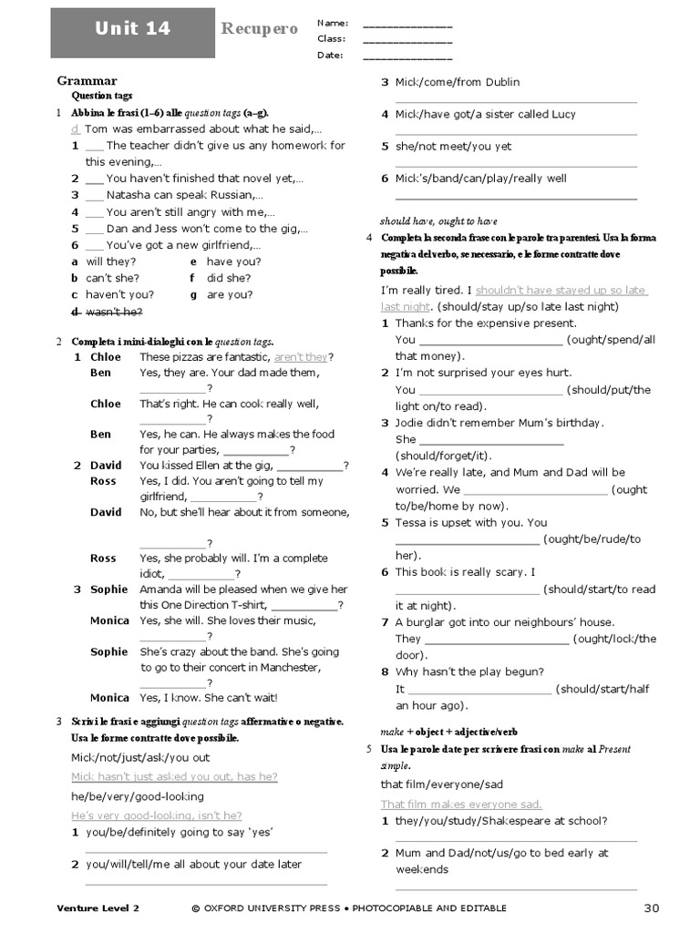 Venture l2 Unit 14 Recupero | PDF