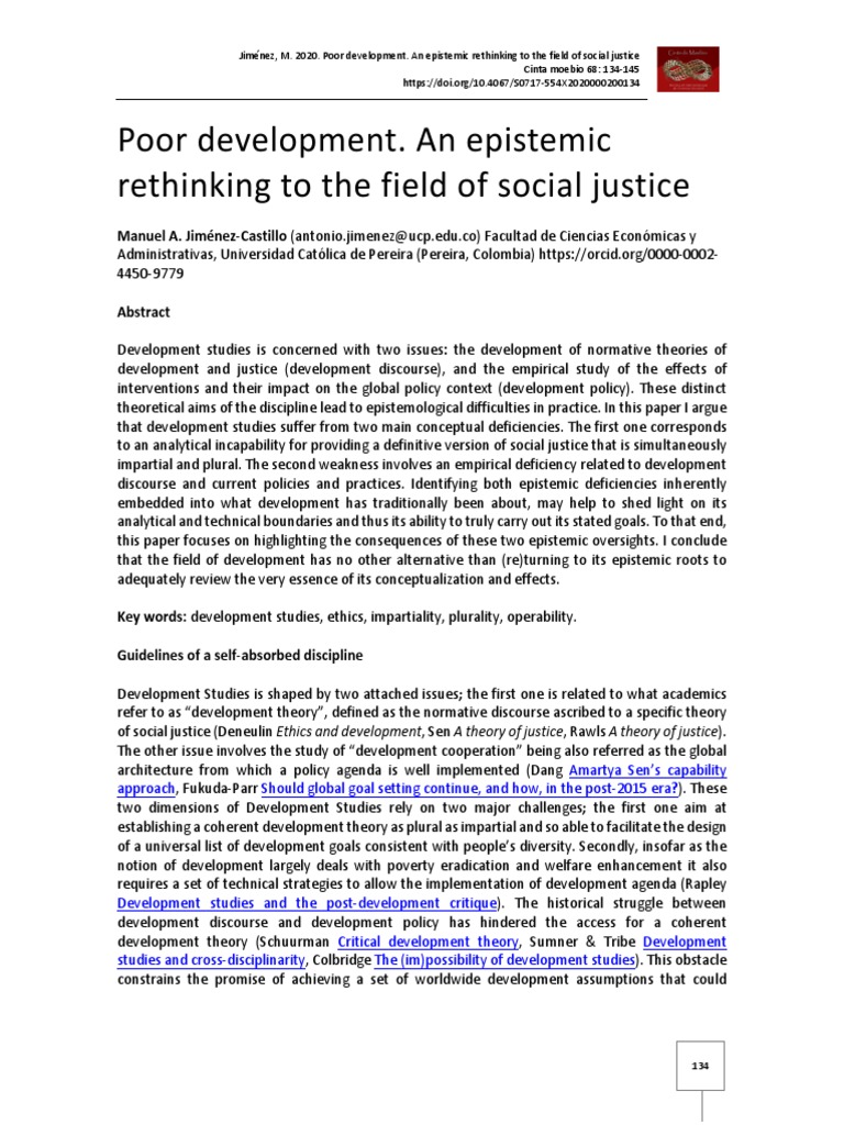 Poor Development. An Epistemic Rethinking To The Field of Social ...