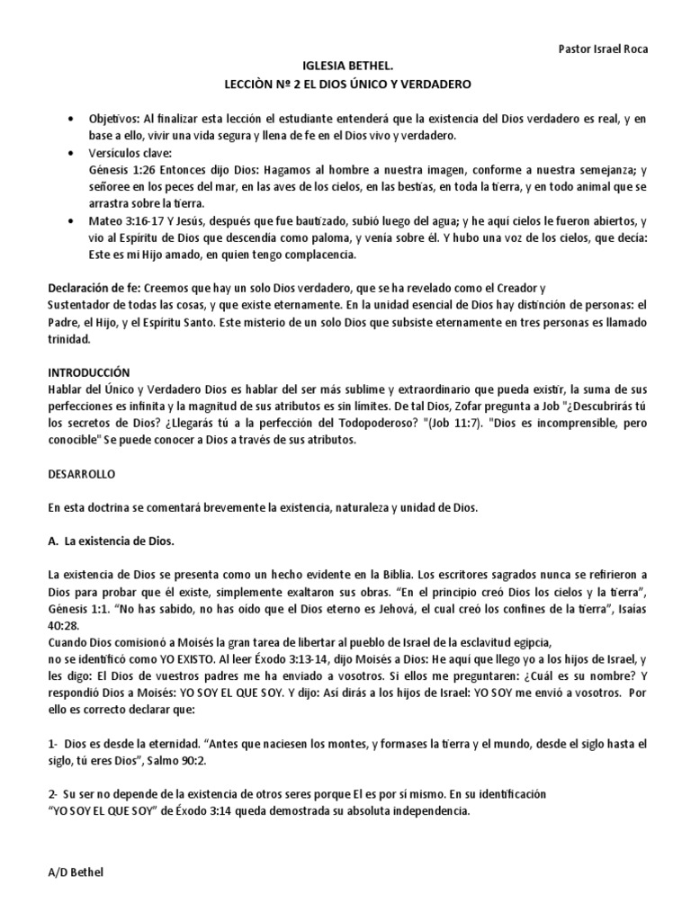 La existencia del único y verdadero Dios: una lección sobre la ... La existencia del único y verdadero Dios: una lección sobre la ...