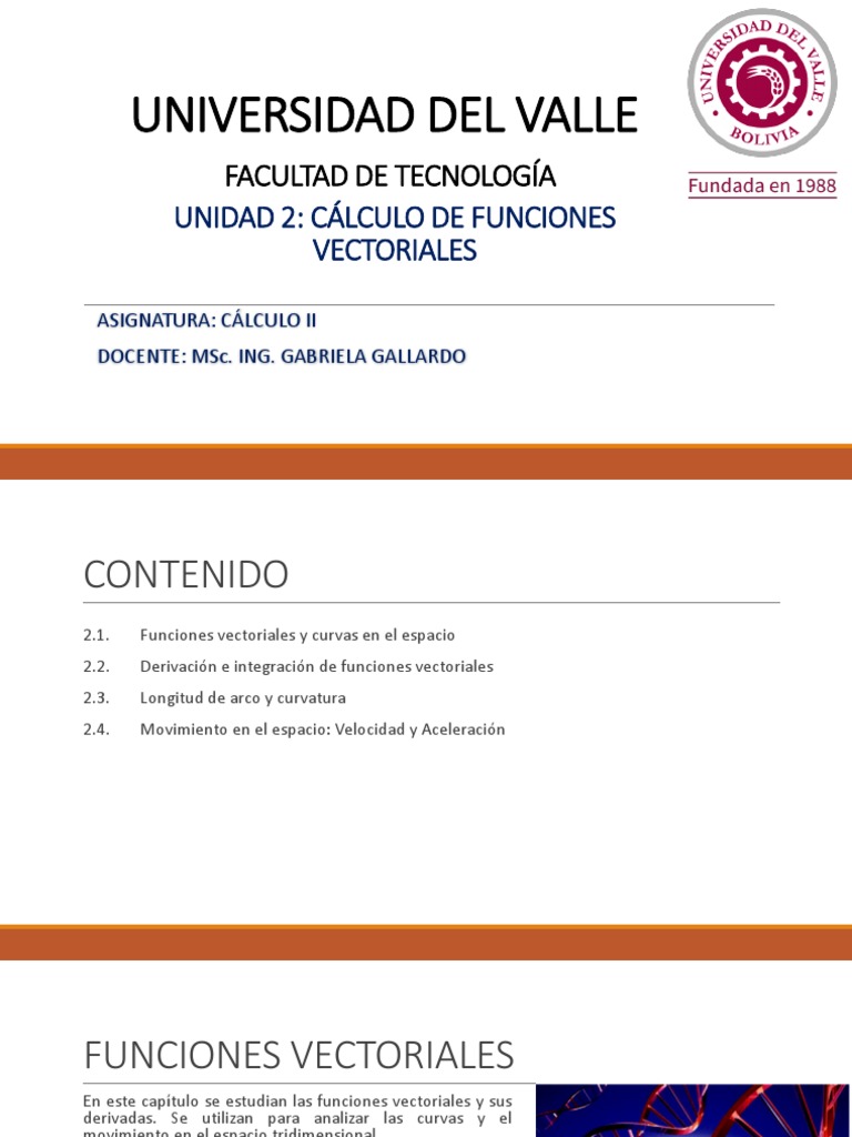 Unidad 2 Cálculo de Funciones Vectoriales | PDF | Vector Euclidiano | Curva