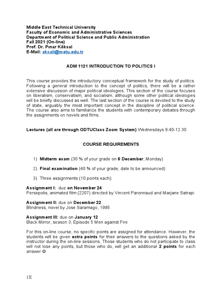 ADM 1121 Outline Fall 2021-Section 01 | PDF | Academia