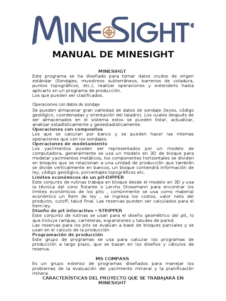 Manual Minesight | PDF | Archivo de computadora | Ventana (informática)