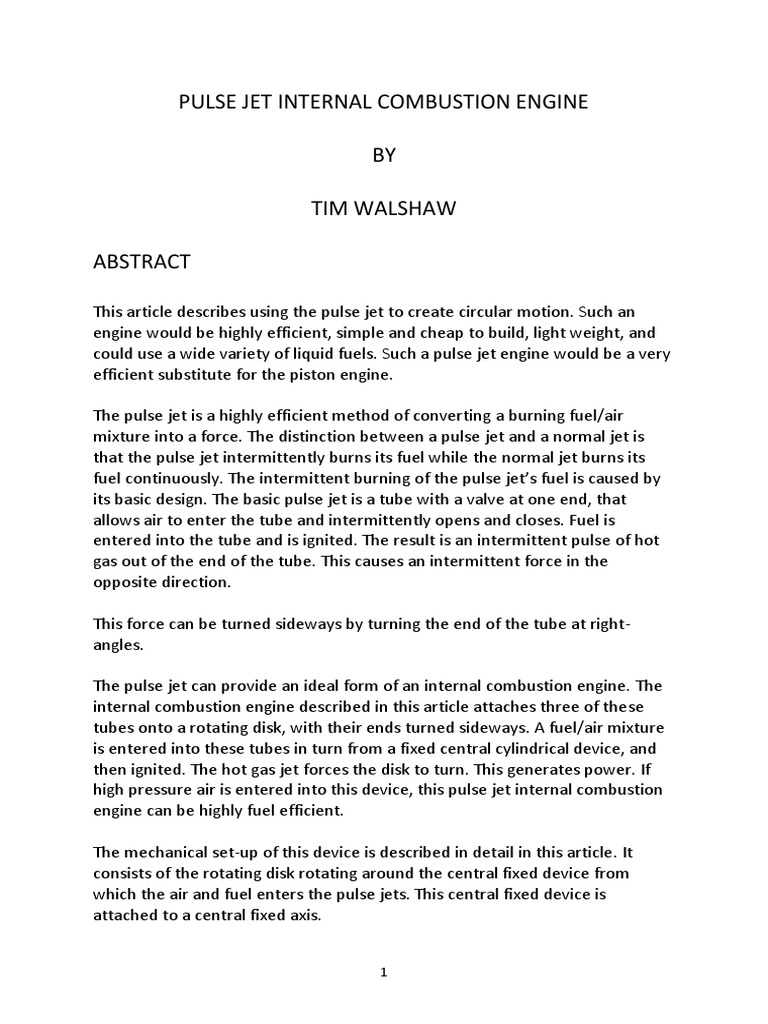 A Proposed Rotary Pulse Jet Internal Combustion Engine Design | PDF | Internal Combustion Engine ...