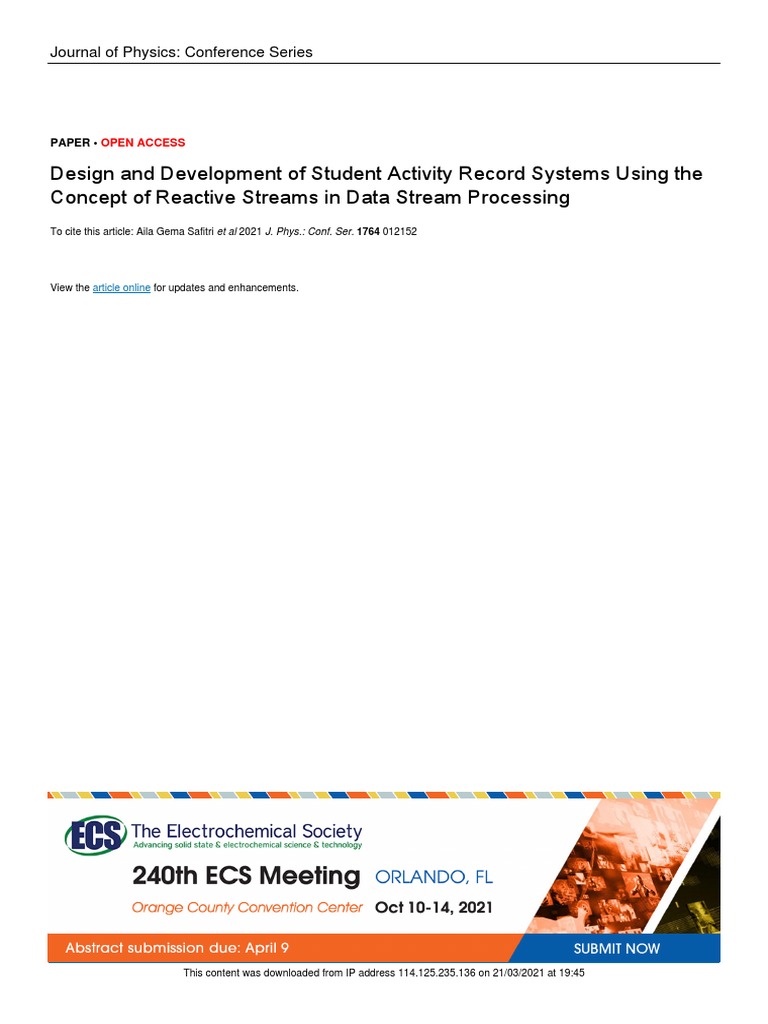 Design and Development of Student Activity Record Systems Using The Concept of Reactive Streams ...