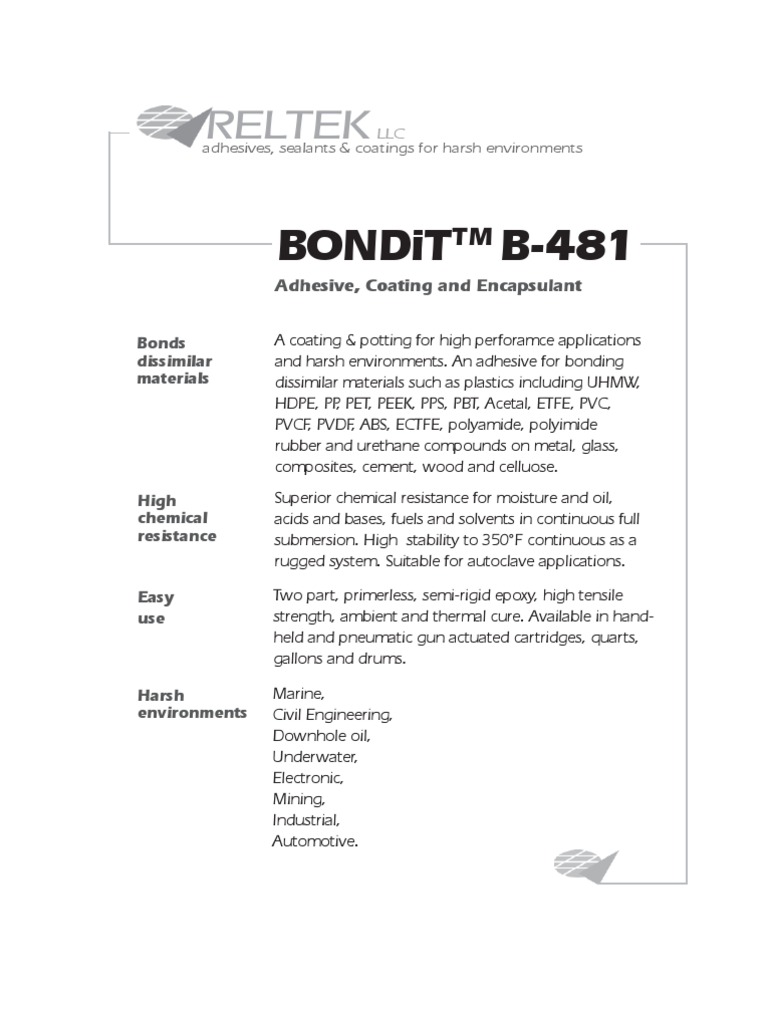 4x-Datasheet BONDiT B-481 | PDF | Adhesive | Epoxy