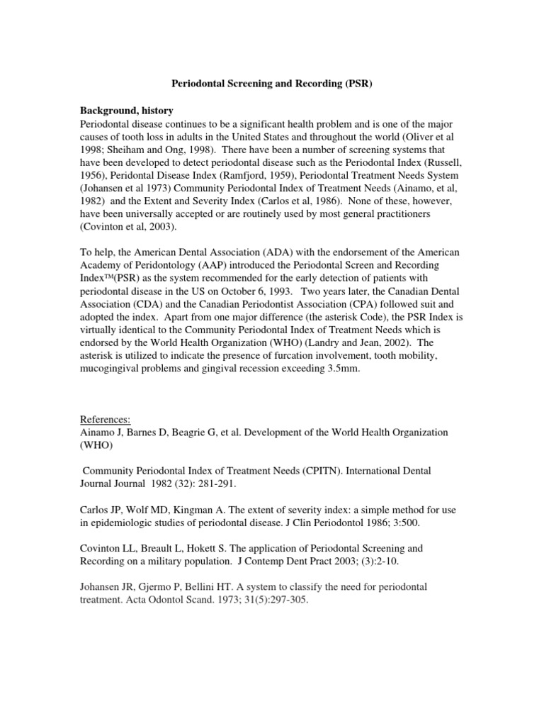 Periodontal Screening and Recording February 8 2006 | PDF ...