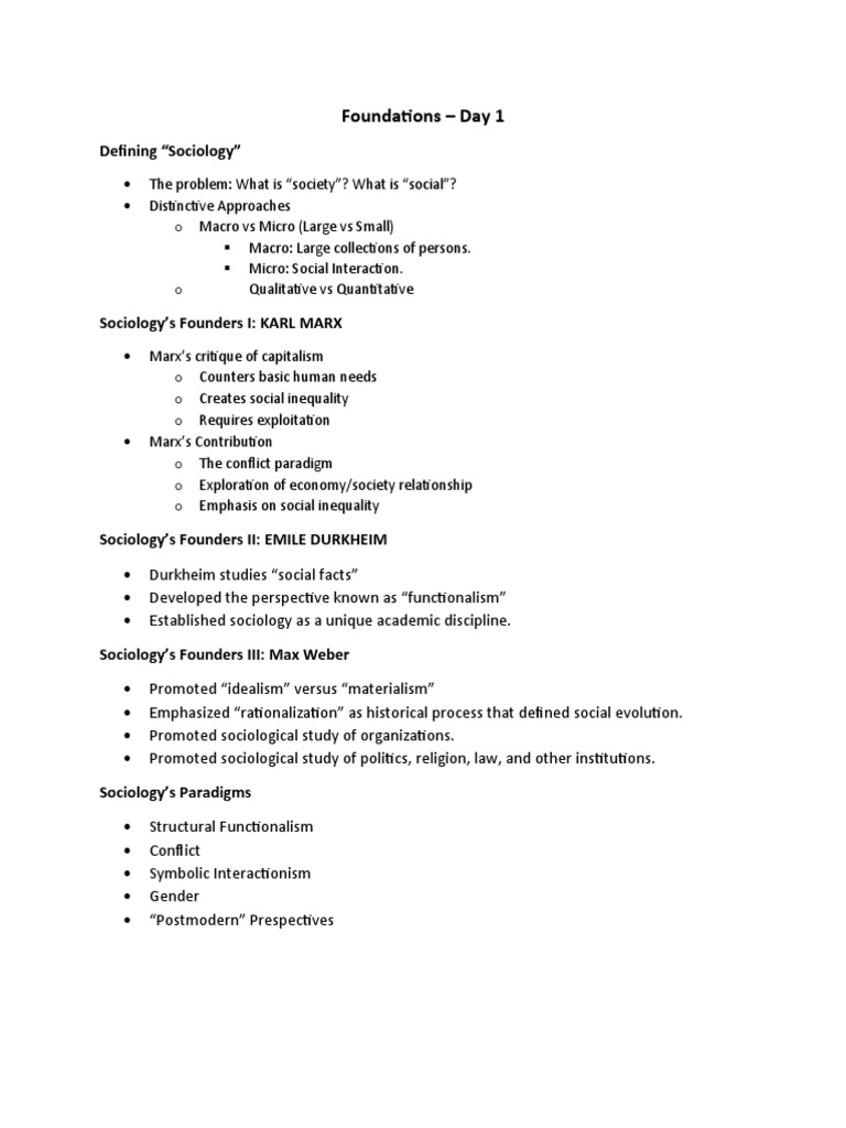 Sociology 201 - in Class Notes | PDF | Sociology | Gender