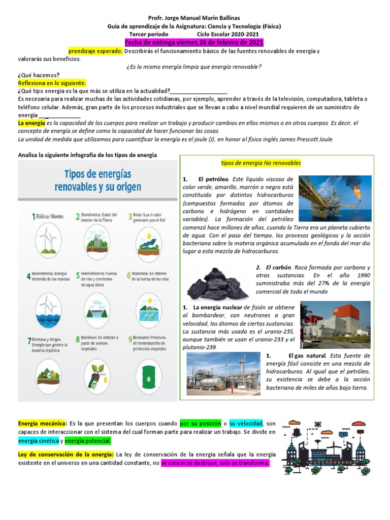 Cuadernillo de Ciencia y Tecnologia Energia | PDF | Energía renovable ...