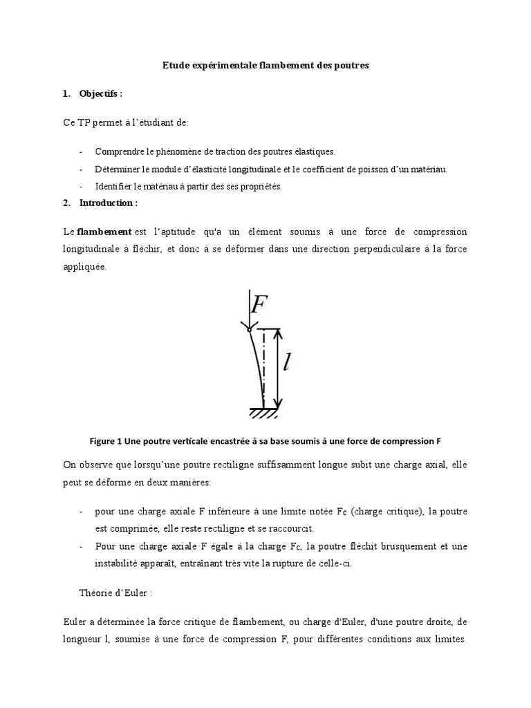 Flambement des poutres : étude expérimentale | PDF | Flambage ...