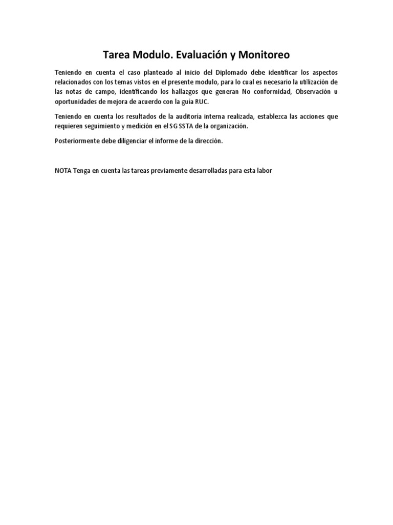 Tarea Modulo 5 - Evaluacion y Monitoreo | PDF | Auditoría | Presupuesto