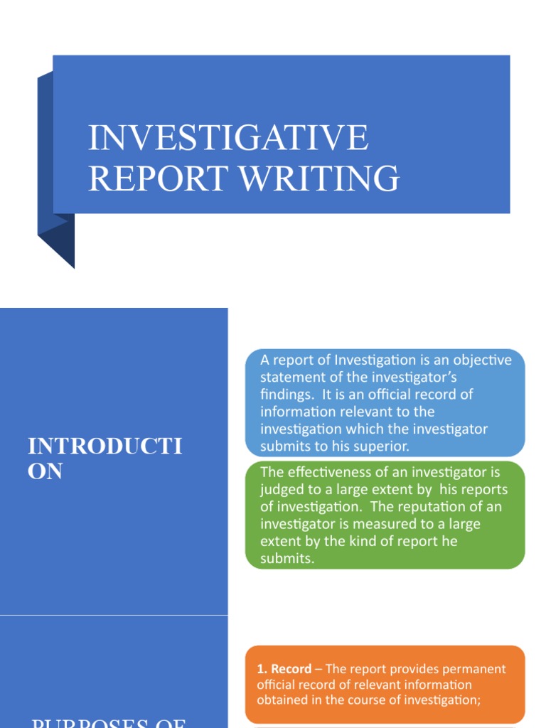 Investigative Report Writing | PDF | Police | Crime & Violence