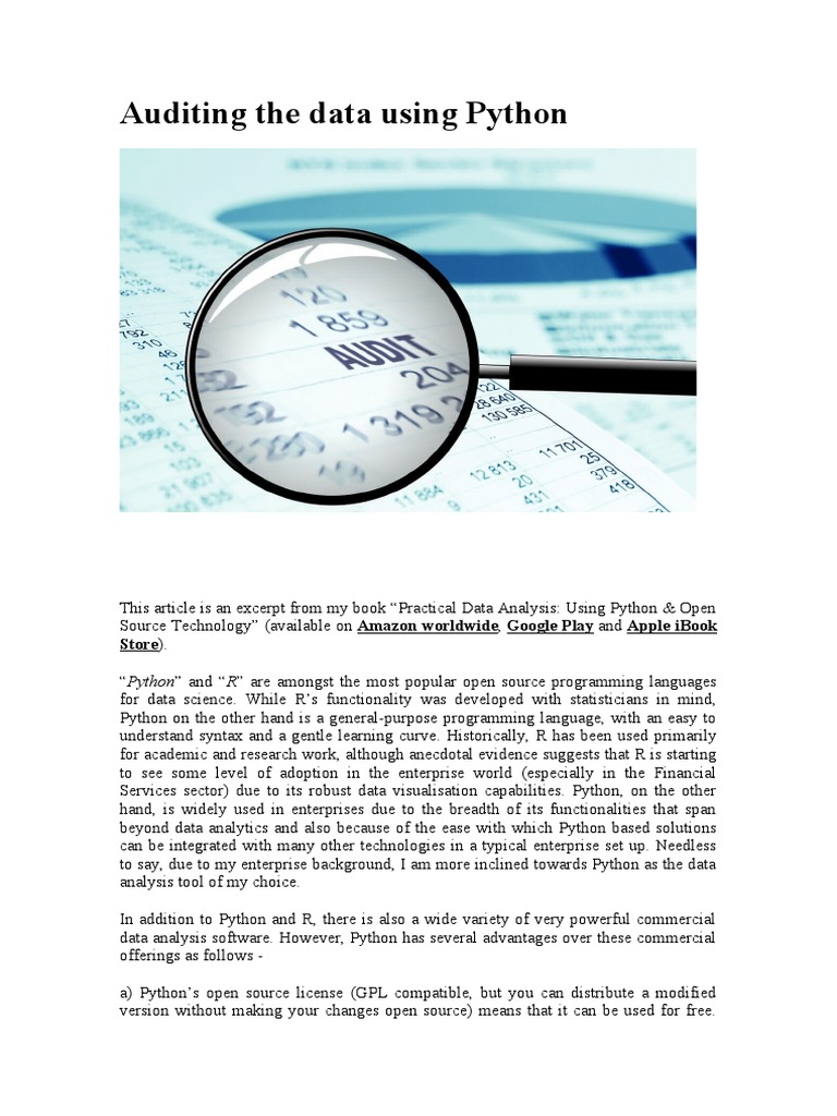Auditing The Data Using Python Pdf Python Programming Language Machine Learning
