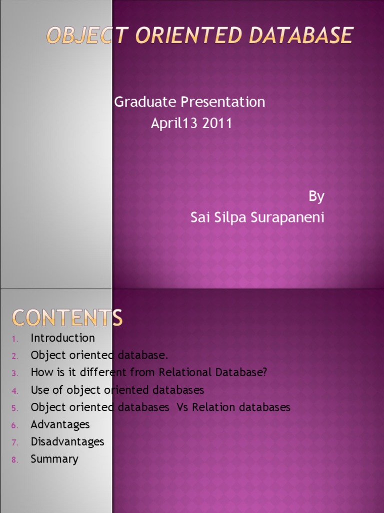 OODBMS Presentation | PDF | Object (Computer Science) | Databases
