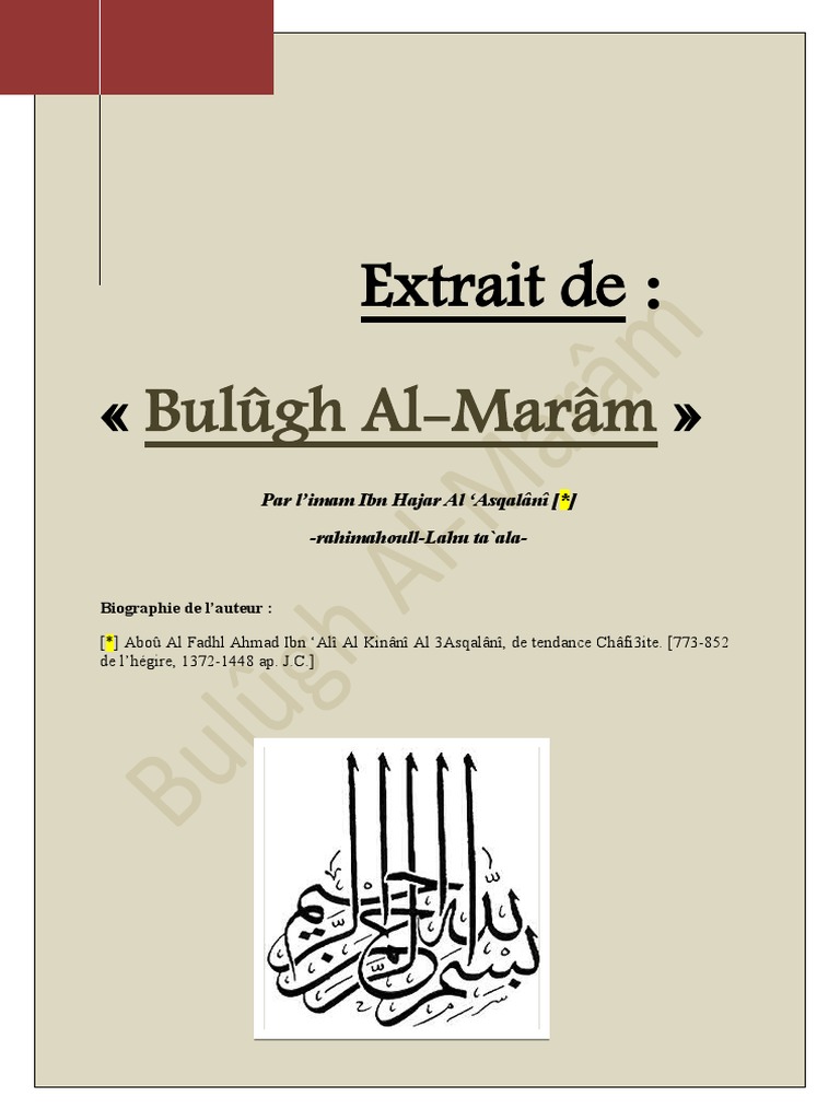 Bulugh Al Maram 1 | PDF | Hadîth | Tradition orale