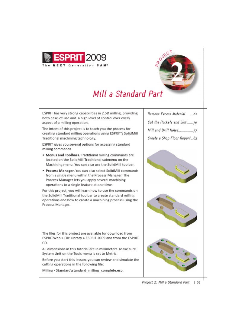 ESPRIT 2.5D Milling Tutorial Guide | PDF | Machining | Drilling