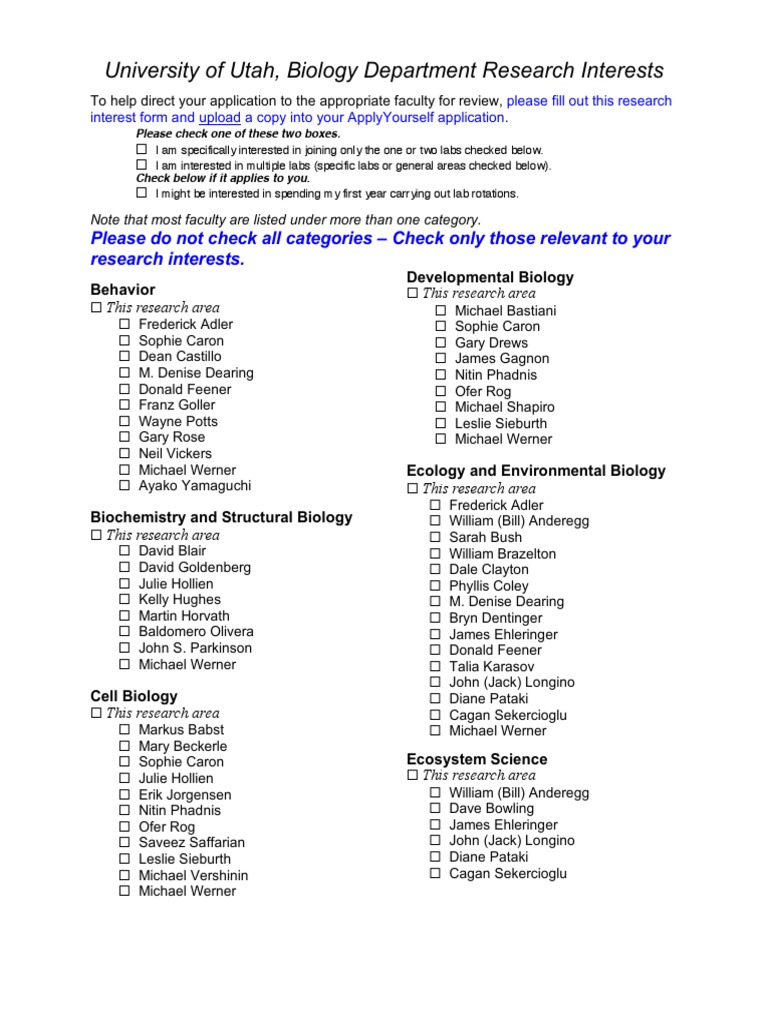 Biology Research Applicant Guide | PDF | Biology | Natural Sciences