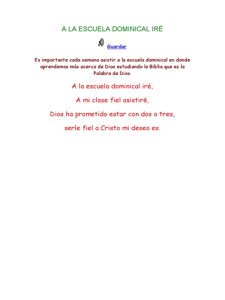 A La Escuela Dominical Iré | PDF