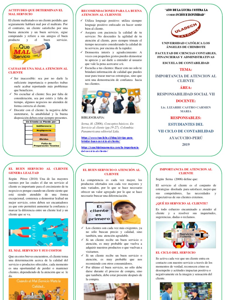 Triptico Importancia Al Cliente | Descargar gratis PDF | Cliente | Servicio al Cliente