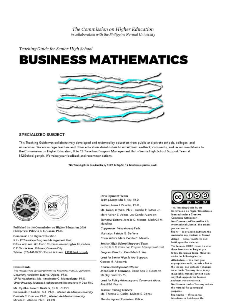 Business Math Teaching Guide for SHS | PDF | Numbers | Cognition