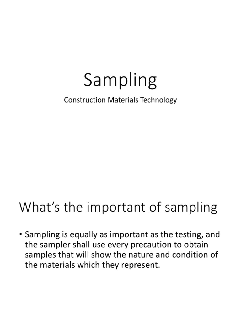 Sampling: Construction Materials Technology | Download Free PDF ...