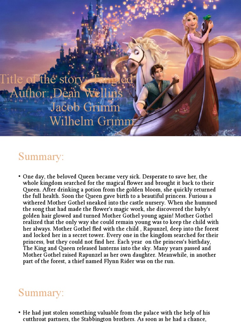 Title of The Story: Tangled Author: Dean Wellins Jacob Grimm Wilhelm ...