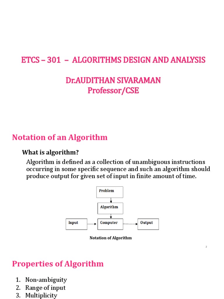 ETCS 301 - Algorithms Design and Analysis - Unit - I | PDF | Algorithms | Visualization (Graphics)