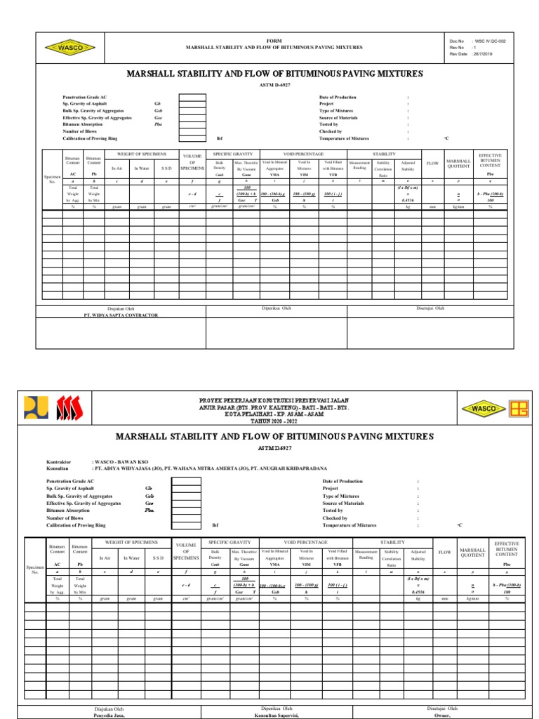 2.form Marshall Stability and Flow of Bituminous Paving Mixtures | PDF ...
