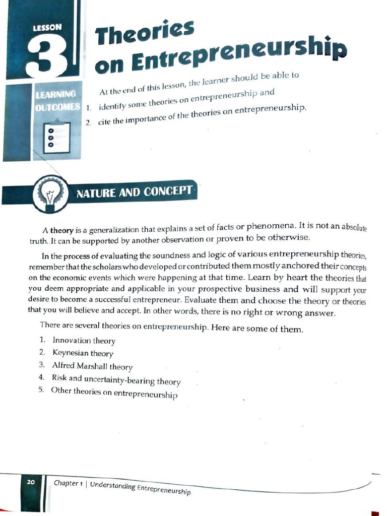 Entrep Lesson 3 | PDF | Entrepreneurship | Theory